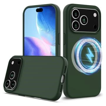 IPHONE 17 PRO MAX MASKA OD TEČNOG SILIKONA - KOMPATIBILNA SA MAGSAFE - TAMNOZELENA