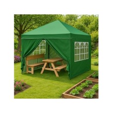 MultiGarden Baštenski šator/paviljon 3 × 3 m, automatski rasklopiv, zeleni, sa 4 bočne stranice