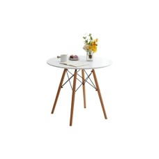 Lemon Planet Trpezarijski okrugli sto 80 cm sa drvenim nogarima Skandi beli Lemon 25-KS001