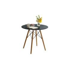 Lemon Planet Trpezarijski okrugli sto 80 cm sa drvenim nogarima Skandi crni Lemon 25-KS002