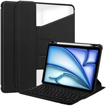IPAD AIR 11 2024/2025/2026 360 ROTATING SMART CASE WITH BLUETOOTH KEYBOARD (OPEN BOX - BULK SATISFACTORY) - BLACK