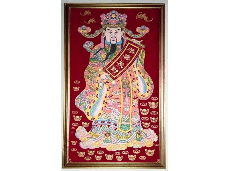 SLIKA - VERSKI PRIKAZ NA TKANINI, KINA, 78x48cm
