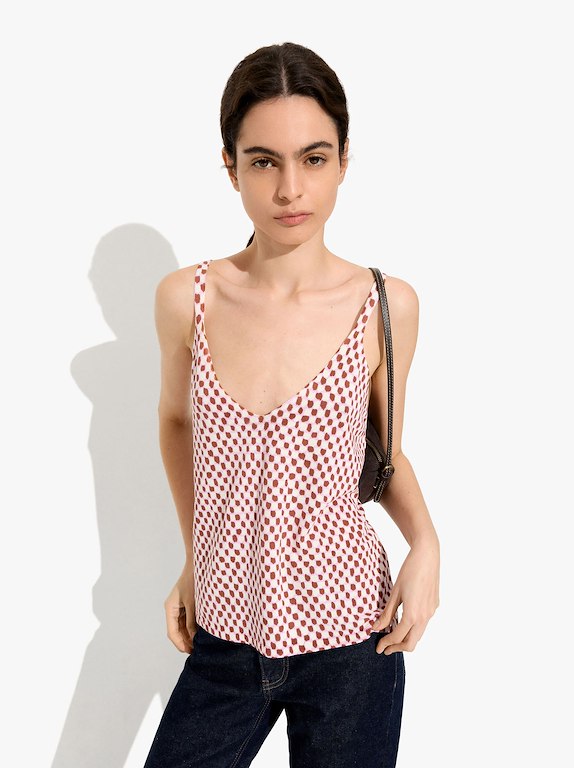 PRINTED FINE-KNIT STRAPPY TOP