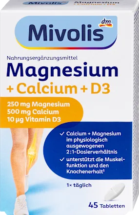 Mivolis
Magnezijum + kalcijum + D3, tablete, dodatak ishrani, 45 kom
Dodatak ishrani