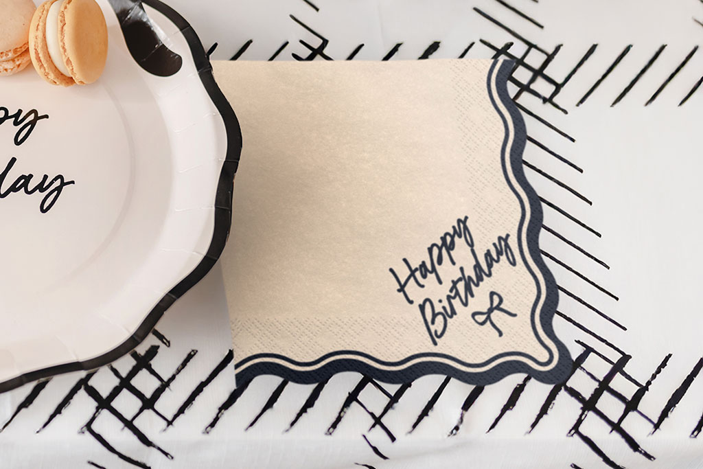 SALVETE HAPPY BIRTHDAY CRNA MAŠNICA 33CM – 12 KOM