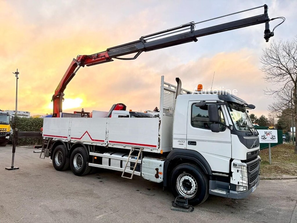 Volvo FM 420 6x4 + CRANE PALFINGER PK18502 SH B (3x) - ROTATOR - 5/6 F kamion s ravnom platformom