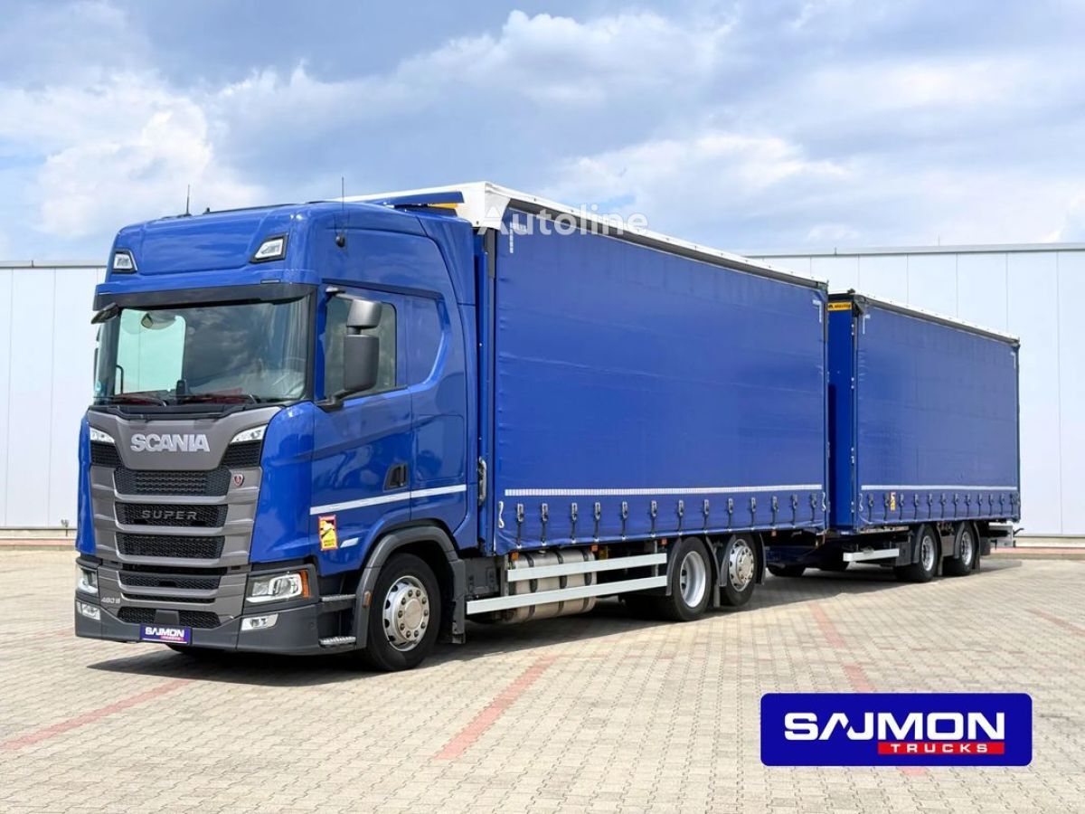 Scania SUPER / S460 / ZESTAW TANDEM 120M3 / PRZEJAZDOWY / SALON PL kamion sa klizna zavesa cerada + prikolica sa kliznom ceradom