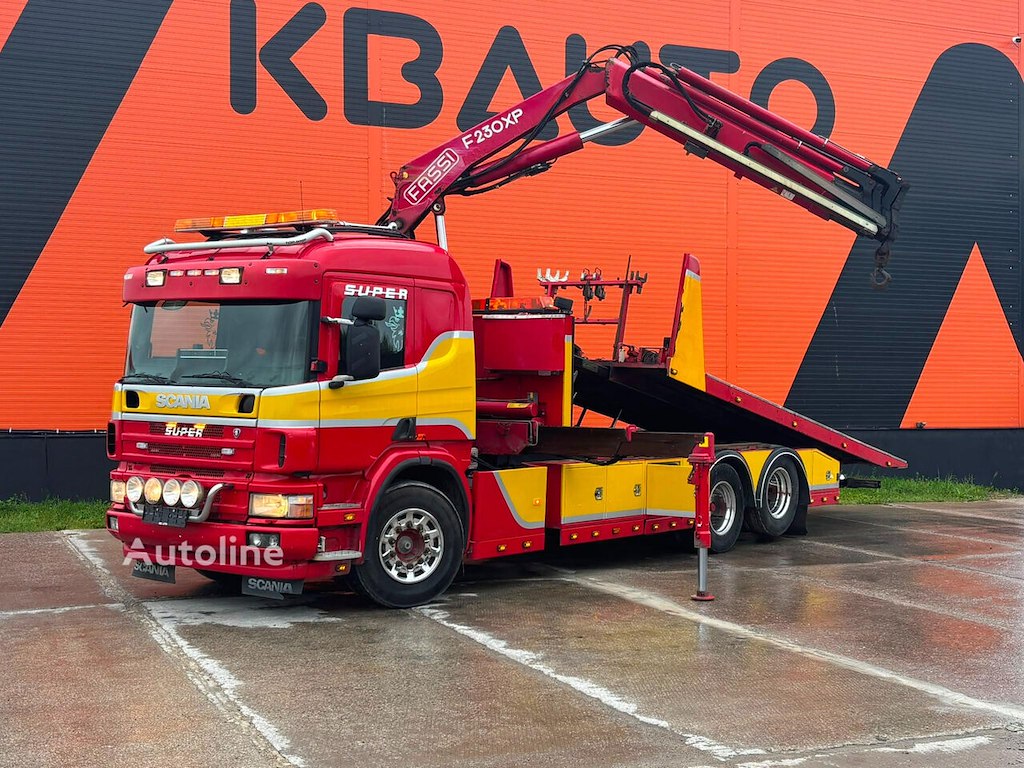 Scania P 114 6x2 SWS PF100 / 2x 5 ton+10 ton Sepson winch / crane FASSI šlep auto