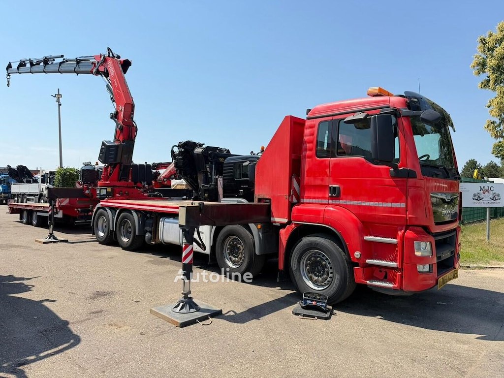 MAN TGS 37.440 8X4 + CRANE FASSI F820 (6x) - *265.000km* - PLATFORM kamion platforma + prikolica platforma