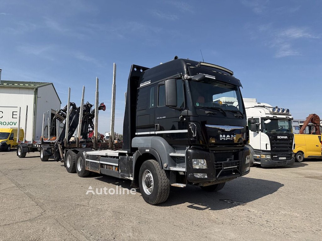 MAN TGS 26.480 VIN 312 kamion za prevoz drva + šumarska prikolica