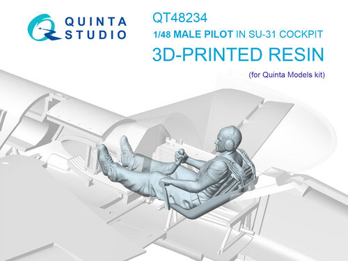 NEW! Quinta Studio QT48234 Male Pilot sitting in Su-31 (1 Figure 3D-Printed / for Quinta Models Kits)