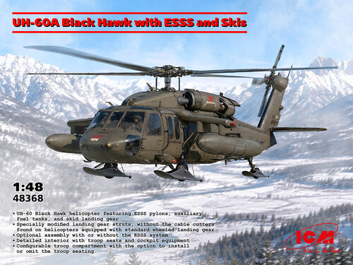 NEW! ICM 48368 Sikorsky UH-60A Black Hawk with ESSS and Skis