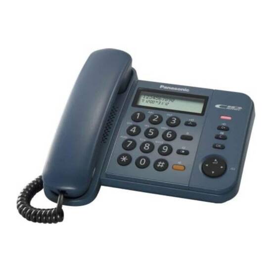 Fiksni žični telefon Panasonic KX-TS580GC, LCD displej, Caller ID, Imenik do 50 brojeva, Spikerfon, Plava boja
