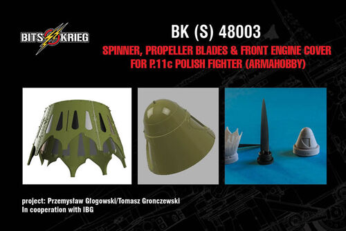 Bitskrieg 48003S PZL P.11c - Spinner, Propeller Blades & Front Engine Cover (for Arma Hobby Kits)