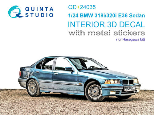 NEW! Quinta Studio QD+24035 BMW 318i/320i E36 Sedan - 3D-Printed & Coloured Interior with Metal Sticker Parts (for Hasegawa Kits)