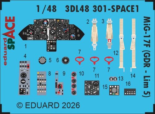 NEW! Eduard 3DL48301 MiG-17 F (GDR - Lim 5) - Space Set (for Kinetic Kits)