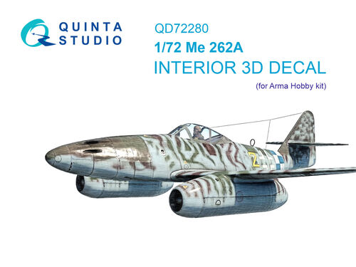 NEW! Quinta Studio QD72280 Messerschmitt Me-262 A - 3D-Printed & Coloured Interior (for Arma Hobby Kits)