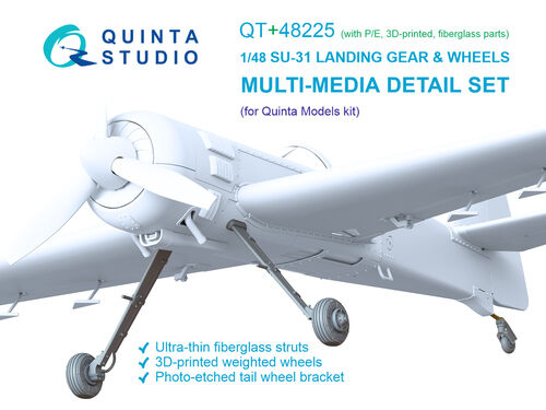 NEW! Quinta Studio QT+48225 Sukhoi Su-31 - Landing Gear & Wheels with PE and Fiberglass Parts (for Quinta Studio Kits)