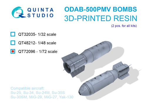 NEW! Quinta Studio QT72096 ODAB-500PMV Bombs - 3D-Printed (2 pcs / for All Kits)