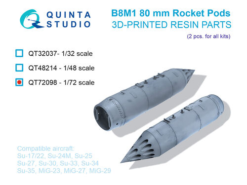 NEW! Quinta Studio QT72098 B8M-1 80mm Rocket Pods - 3D-Printed (2 pcs / for All Kits)