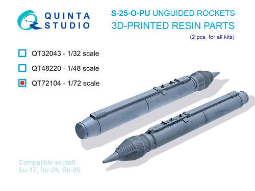 NEW! Quinta Studio QT72104 S-25-O-PU Unguided Rockets - 3D-Printed (2 pcs / for All Kits)