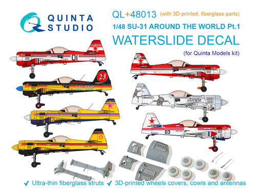 NEW! Quinta Studio QL+48013 Sukhoi Su-31 Around the World Part 1 with 3D-Printed and Fiberglass Resin Parts (for Quinta Studio Kits)