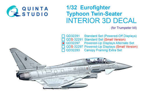 NEW! Quinta Studio QD32297 Eurofighter Typhoon Twin-seater (Powered-up Displays) - 3D-Printed & Coloured Interior (for Trumpeter Kits)