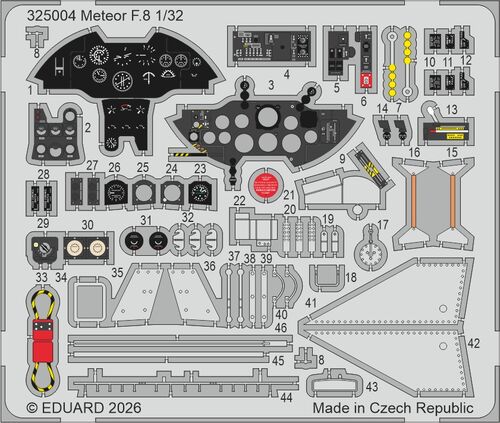 PREORDER Eduard 325004 Gloster Meteor F.8 - PE Parts (for Revell Kits)