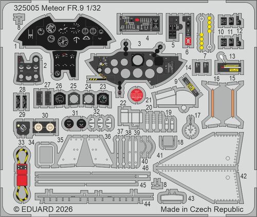 PREORDER Eduard 325005 Gloster Meteor FR.9 - PE Parts (for Revell Kits)