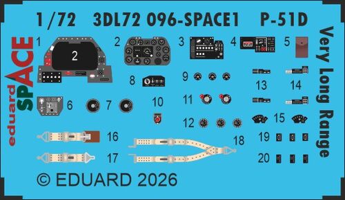 NEW! Eduard 3DL72096 North American P-51 D Very Long Range - Space Set (for Arma Hobby Kits)