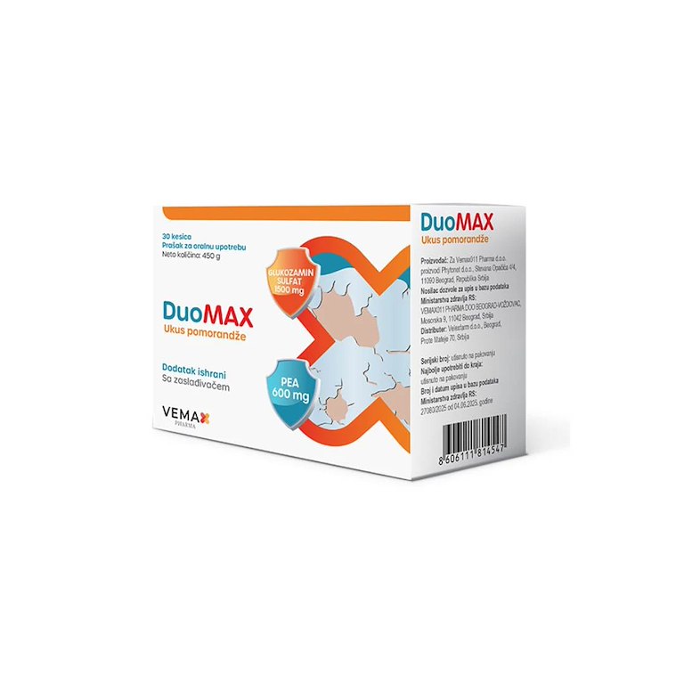 DuoMAX Prašak sa Ukusom Pomorandže 30 Kesica; Osteoartritis; Bol i Ukočenost Zglobova