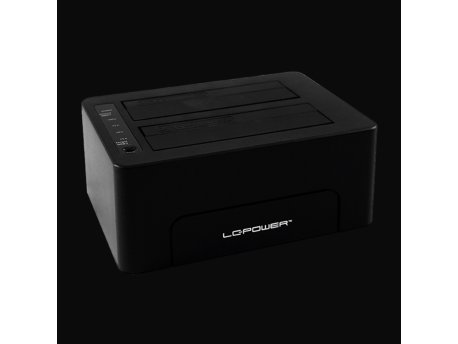 LC POWER LC-DOCK-C-MULTI-HUB USB 3.2 Gen2x1 docking station for 1x2.5'' and 1x3.5'' HDD/SSD cloning Black docking