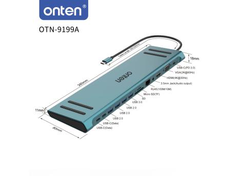 MS MOBILE Dock stanica multifunkcionalna USB Type-C 14u1 (OTN-9199A) Onten