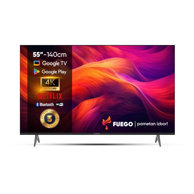 Fuego Televizor 55ELU820GTV 55", 4K UHD, Google TV, Crni