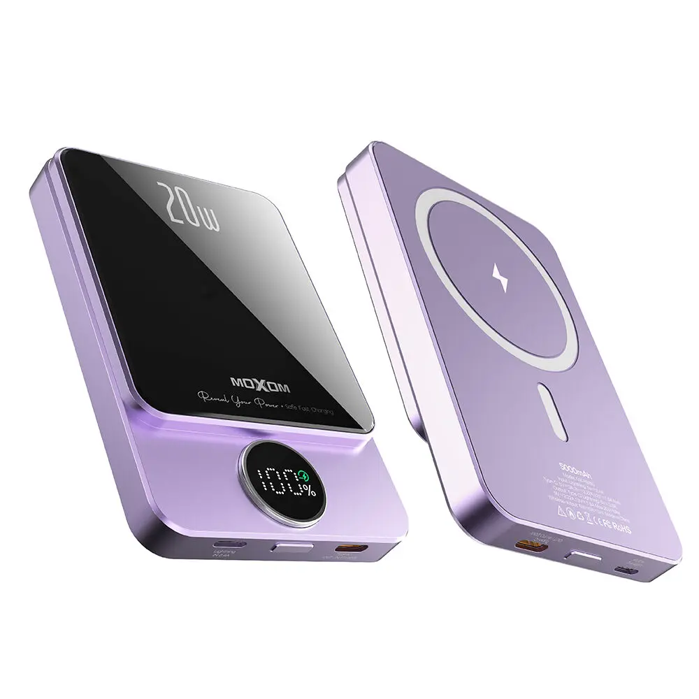 Moxom Power Bank MX-PB110, LED, PD20W, 5000mAh, Ljubičasti