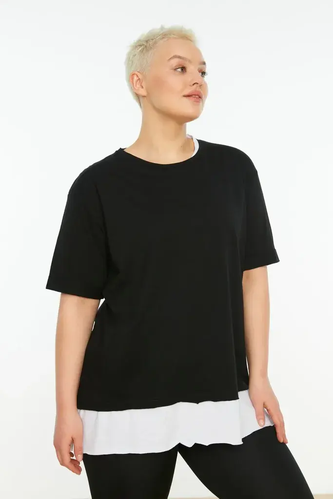 Trendyol Curve Ženska majica Tbbss22Ts0727, Crna