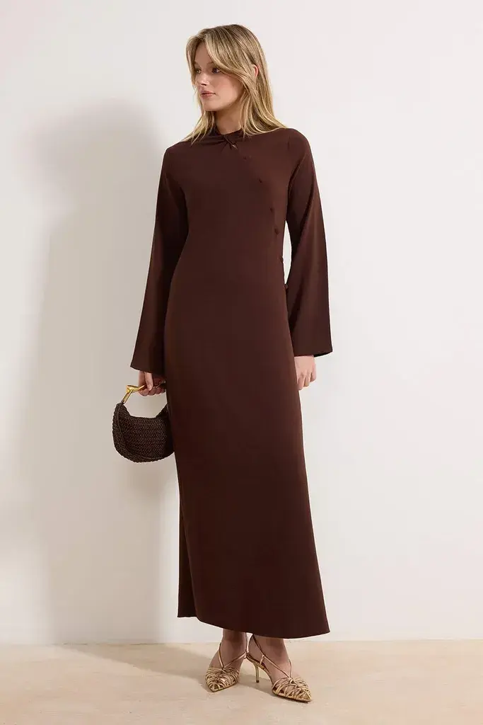 Trendyol Modest Ženska haljina Tctss26Eb00030, Smeđa