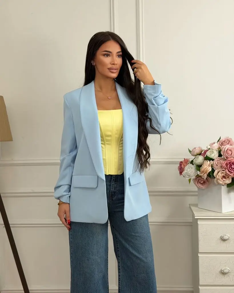 Squareonline Ženski sako Baby Blue Classic, Svetloplavi