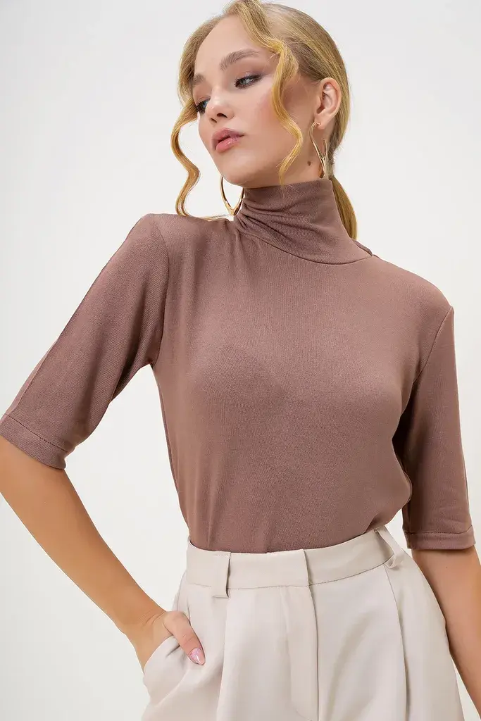 Trend Alacati Stili Ženska bluza Alc-X13007, 3/4 rukavi, Smeđa