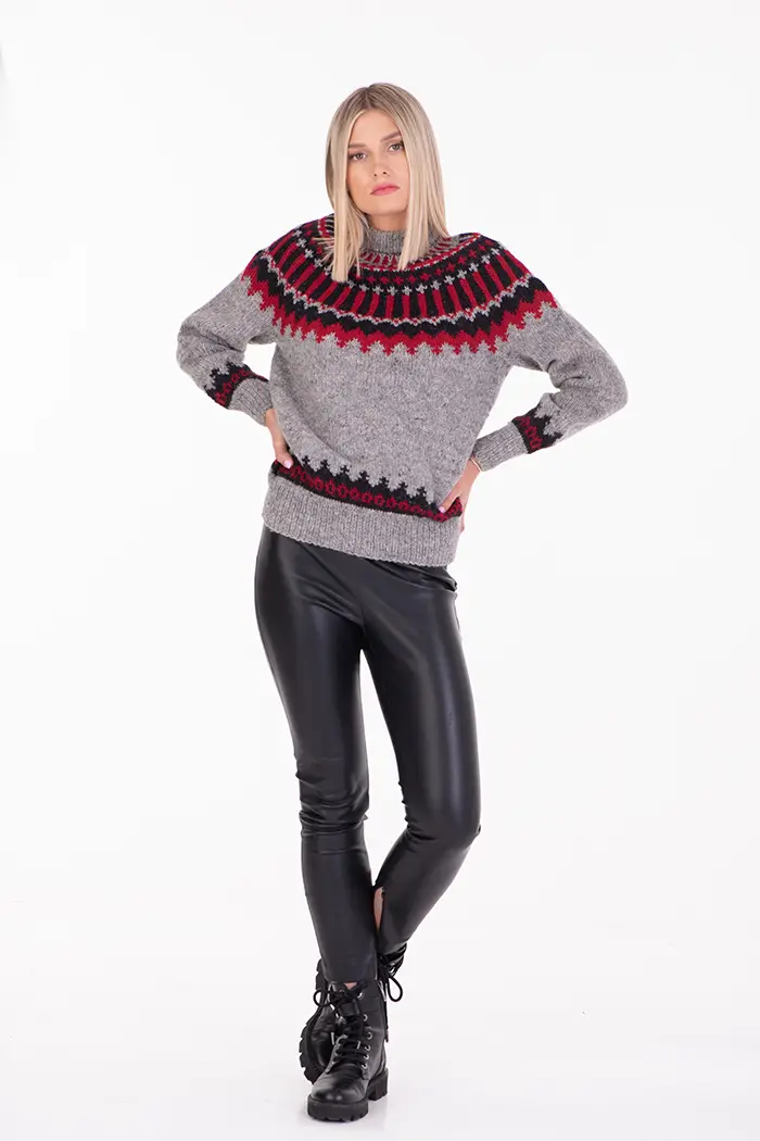 WOOL ART Ženski džemper 21WS02 sivi