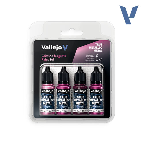 NEW! Vallejo 77261 True Metallic Metal Set - Crimson Magenta