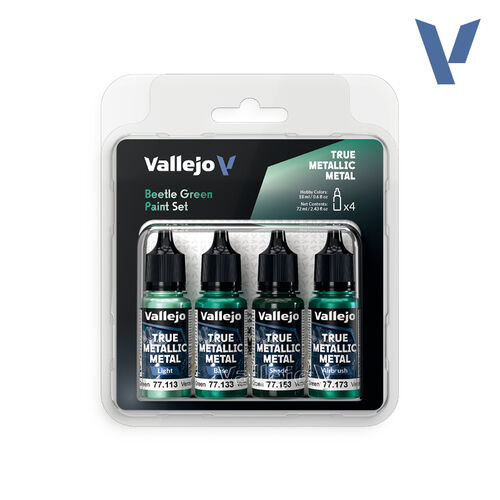 NEW! Vallejo 77265 True Metallic Metal Set - Beetle Green