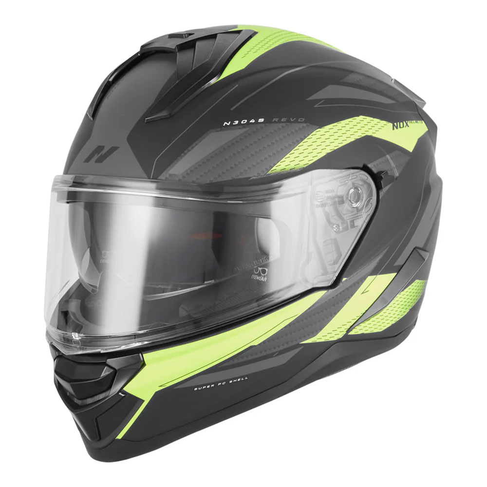 Kaciga NOX Full Face sa naočarima N304 S REVO YELLOW MATT BLACK