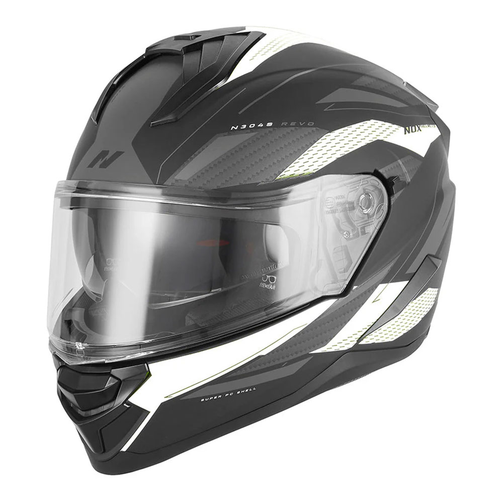 Kaciga NOX Full Face sa naočarima N304 S REVO WHITE MATT BLACK