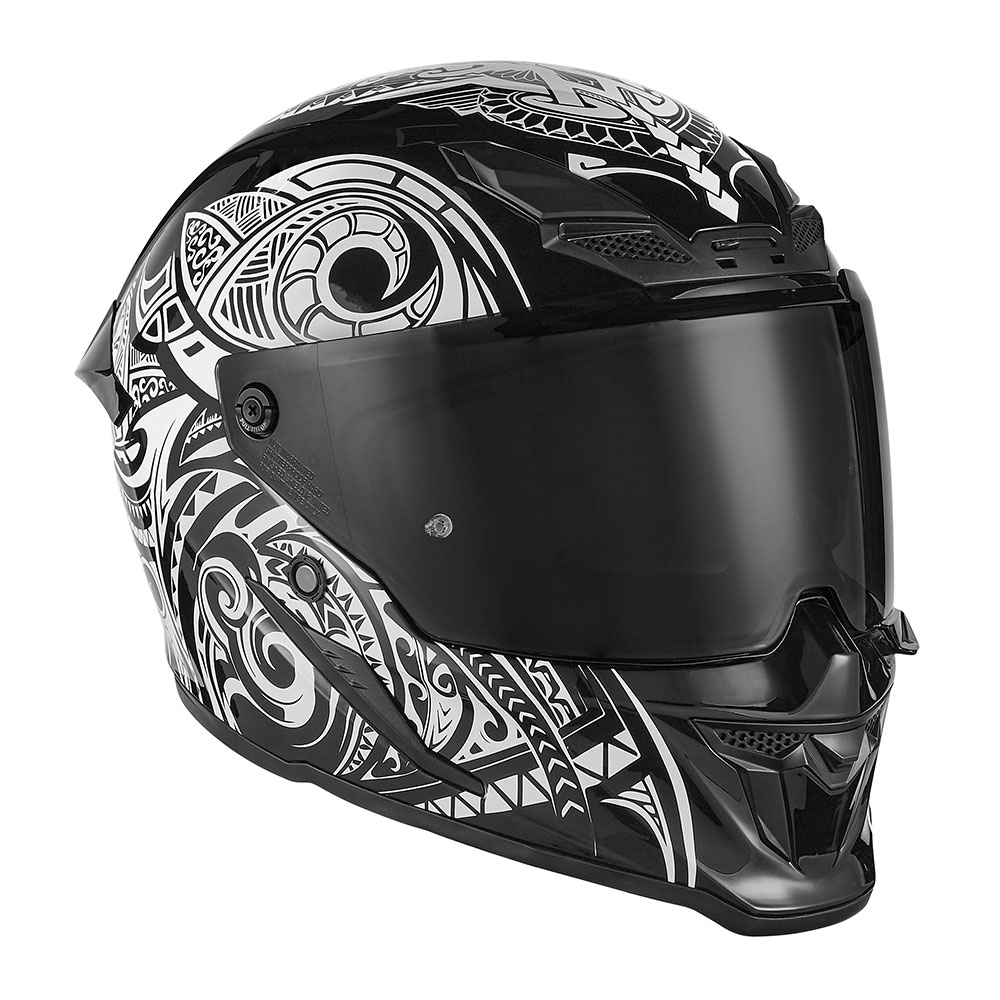 Kaciga NOX EXKLUZIV GOLIATH MAORI Full Face mat crno bela
