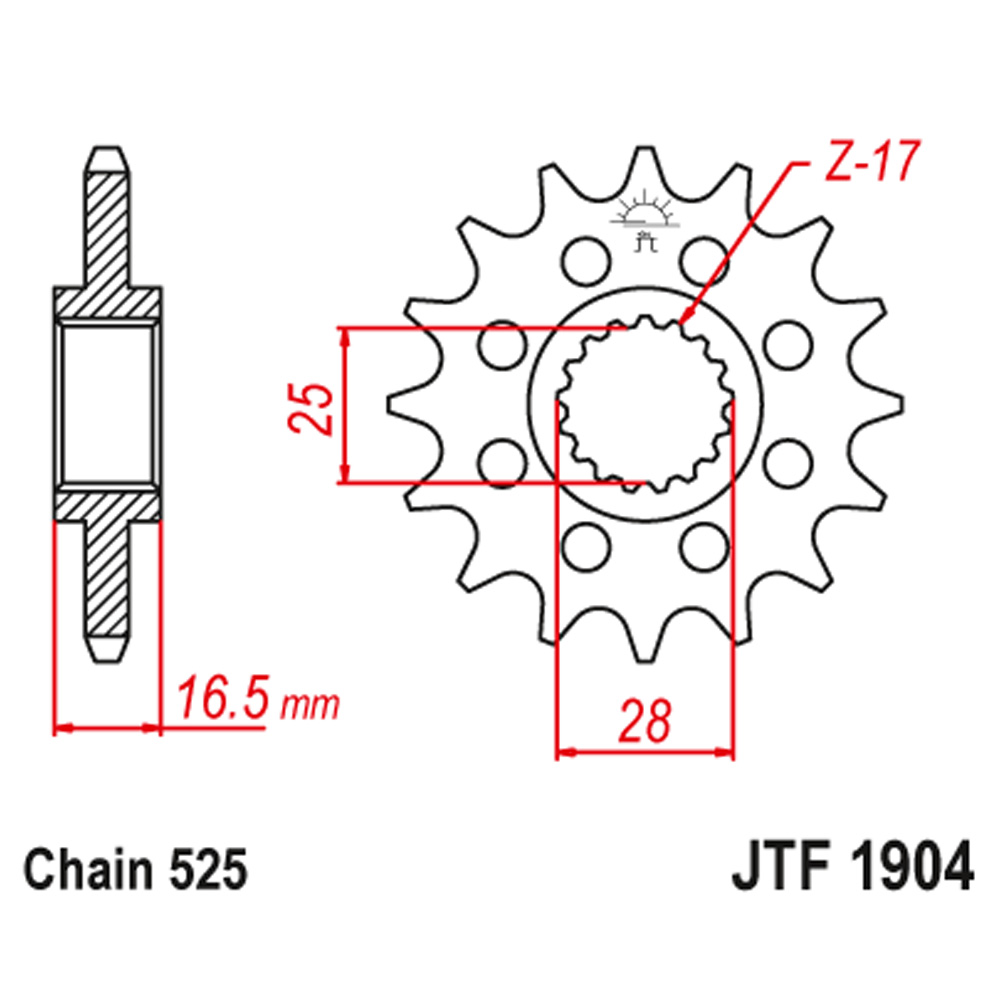 Lančanik prednji JT JTF1904-16RB (525)16 zuba