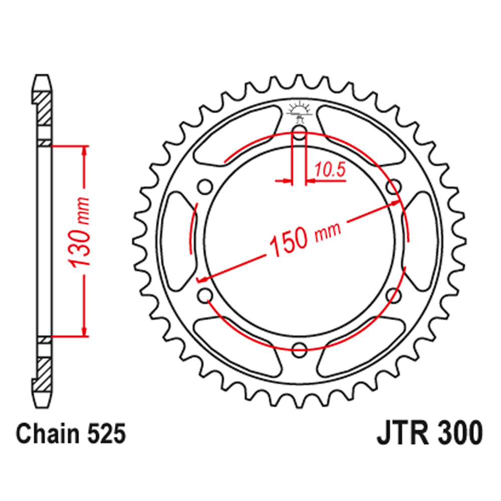 Lančanik zadnji JT JTR300-42ZBK (525)42 zuba