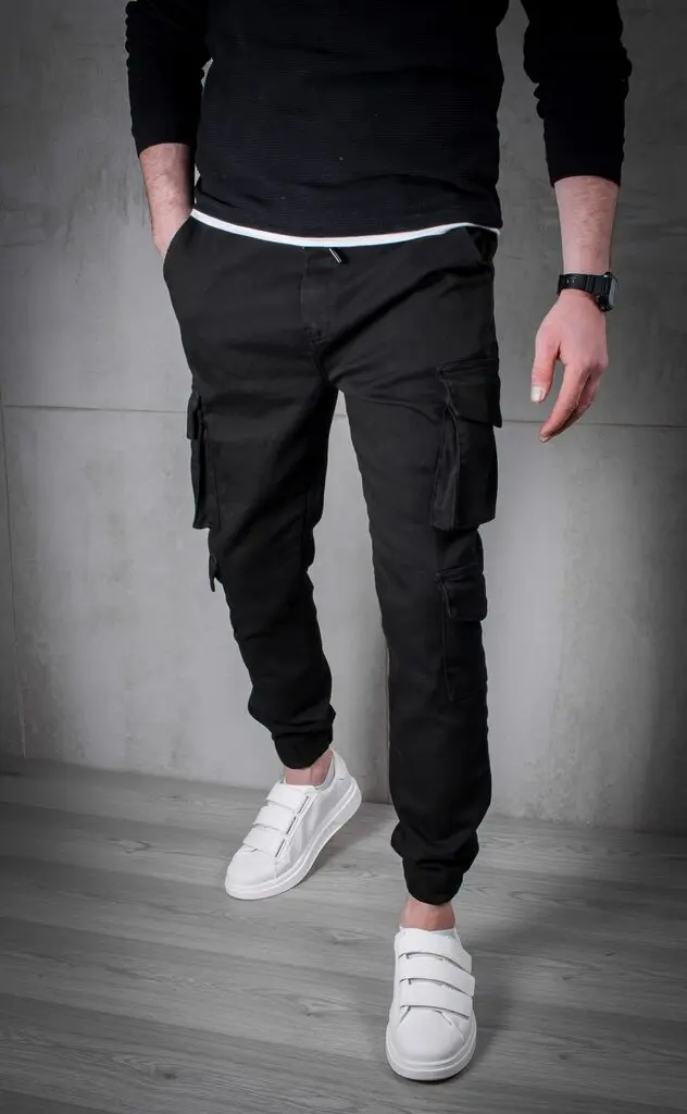 Denistar Muške pantalone 100-2599, Kargo, Crne