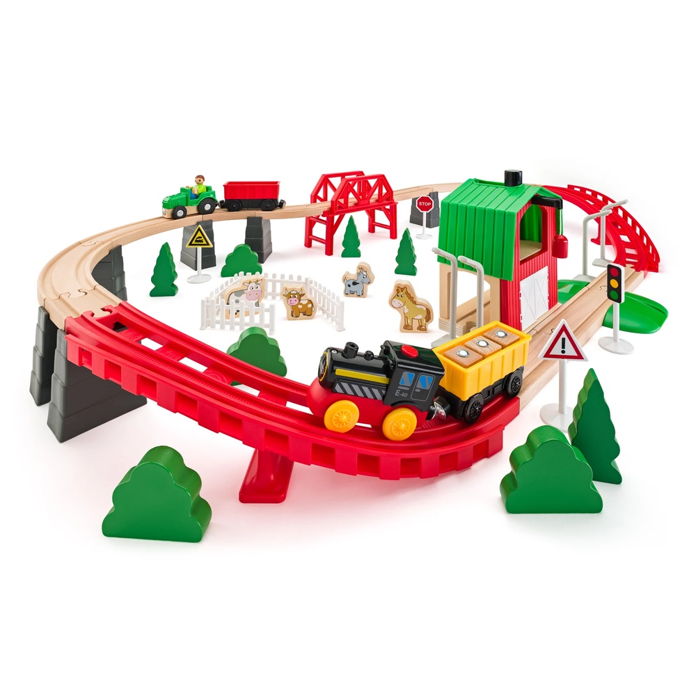 Woody-Železnički set Farma – 60 delova