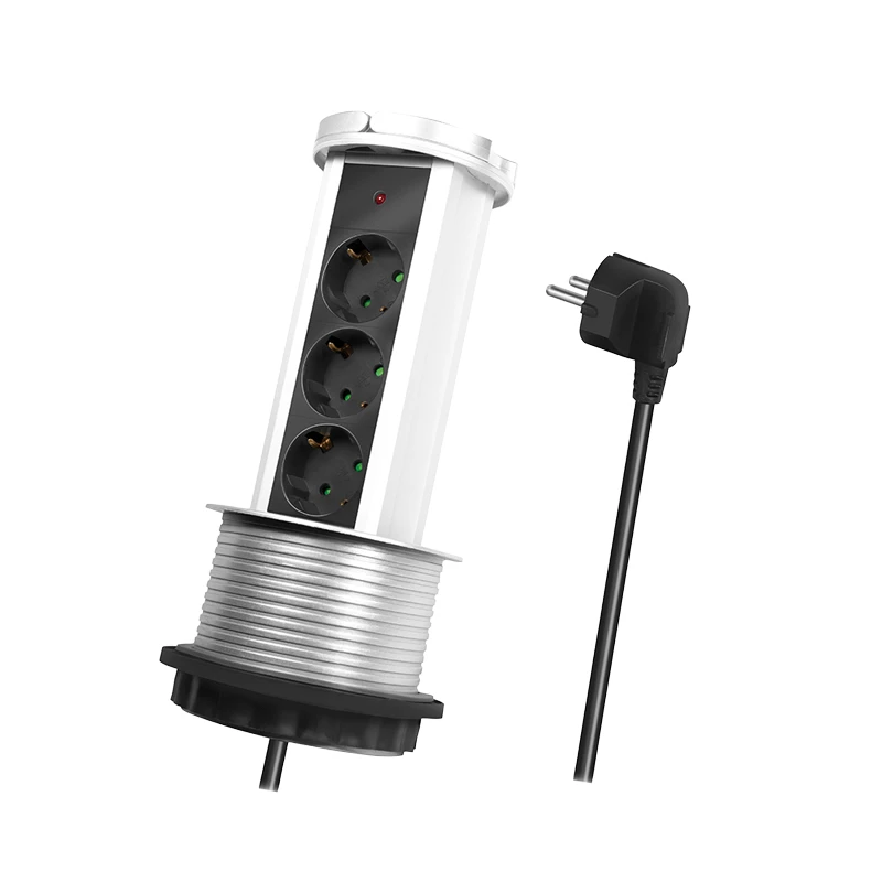 Logilink LPS235A crno srebrni pop-up produžni kabl sa prekidačem 3 utičnice 16A 230V 1.8m